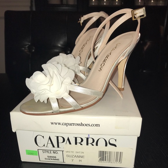 Caparros | Shoes | Caparros White Satin High Heels Suzanne Size 7 ...